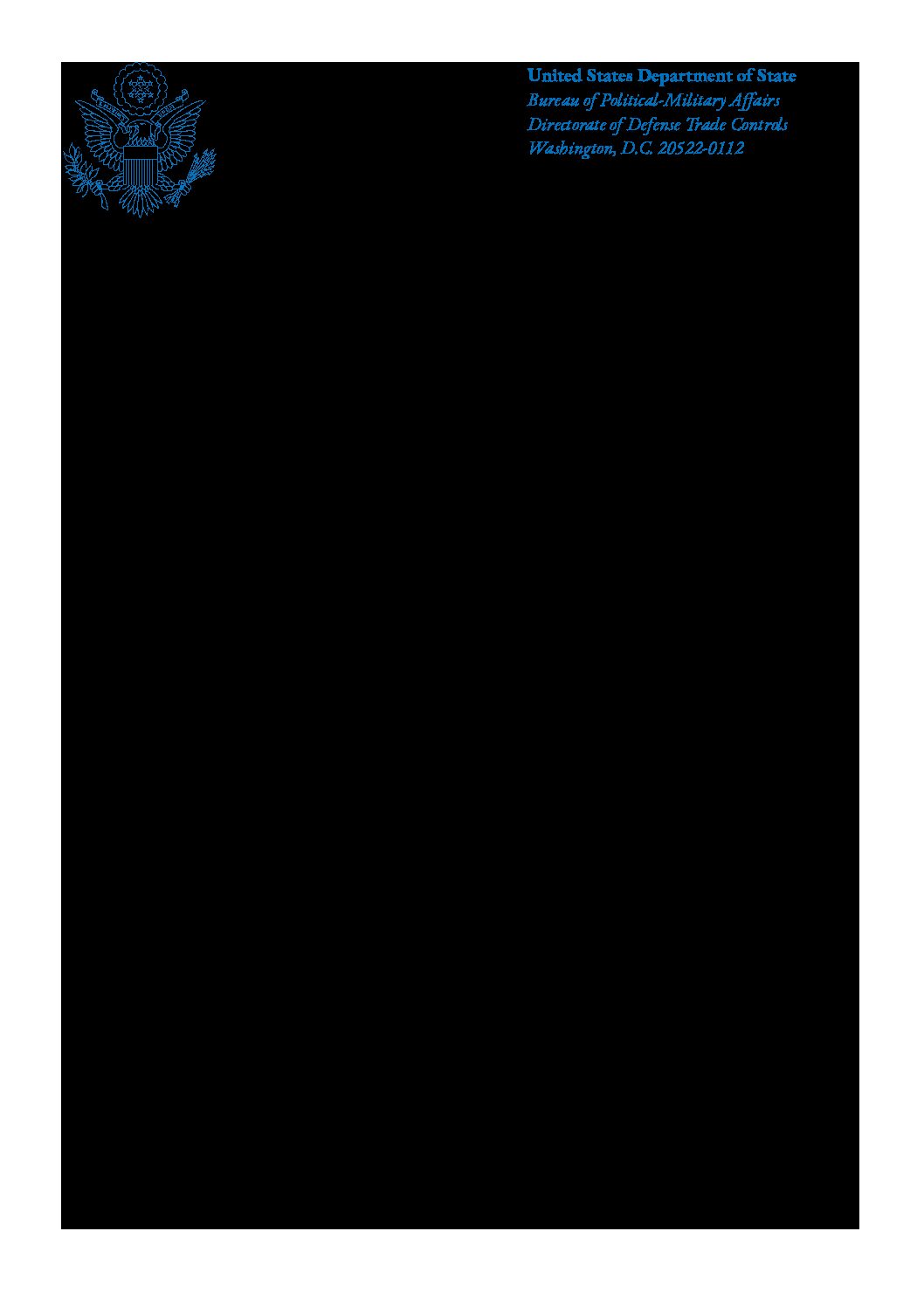 ITAR Registration Letter M29139 | The Rubber Group